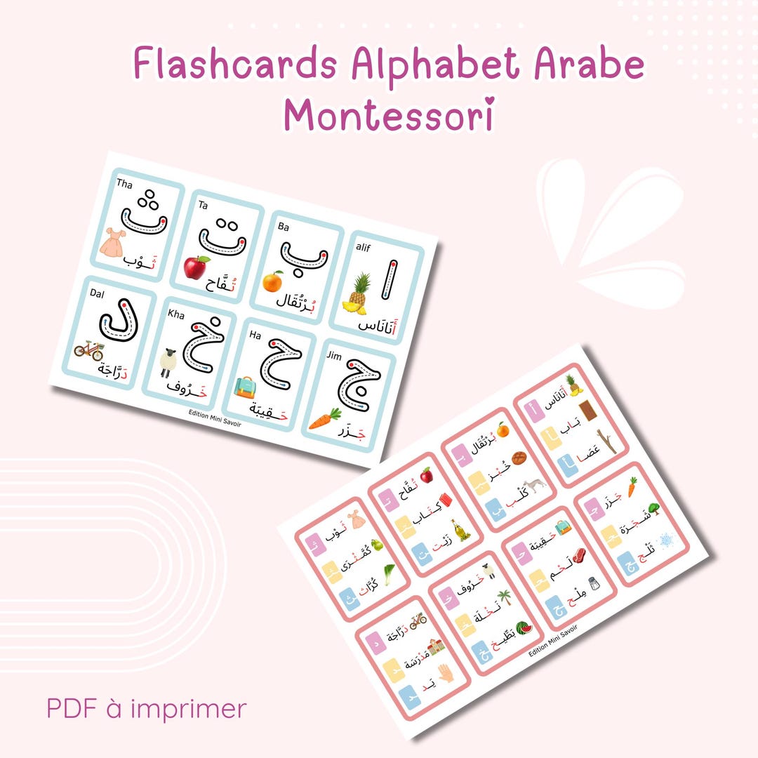 Montessori Arabic Alphabet Flashcards | Tracing Cards & 3 Positions ...
