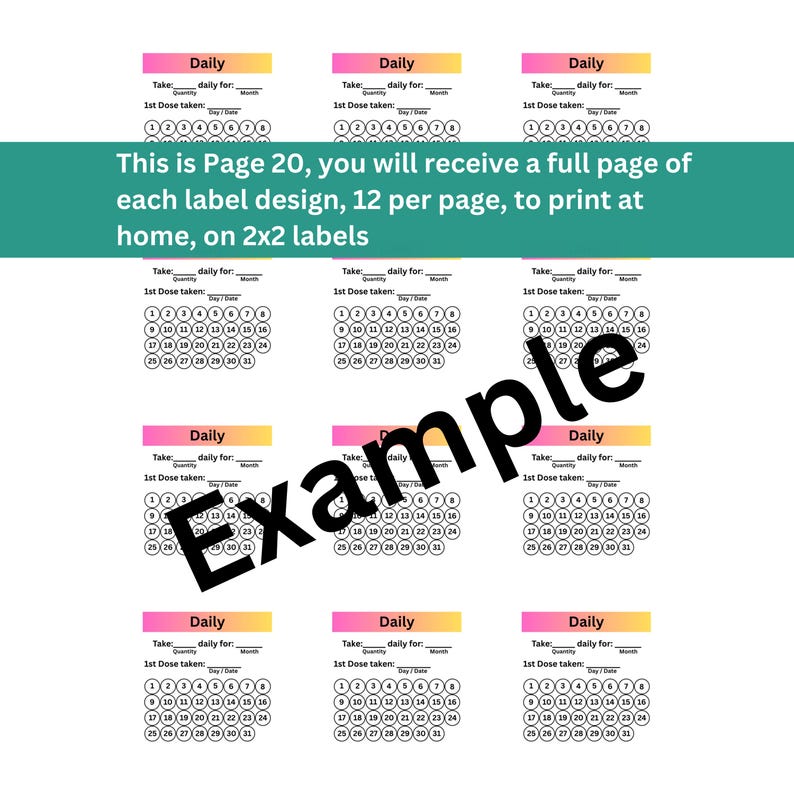 Printable Medication Dose Tracker Labels | Avery Template (PDF Digital ...