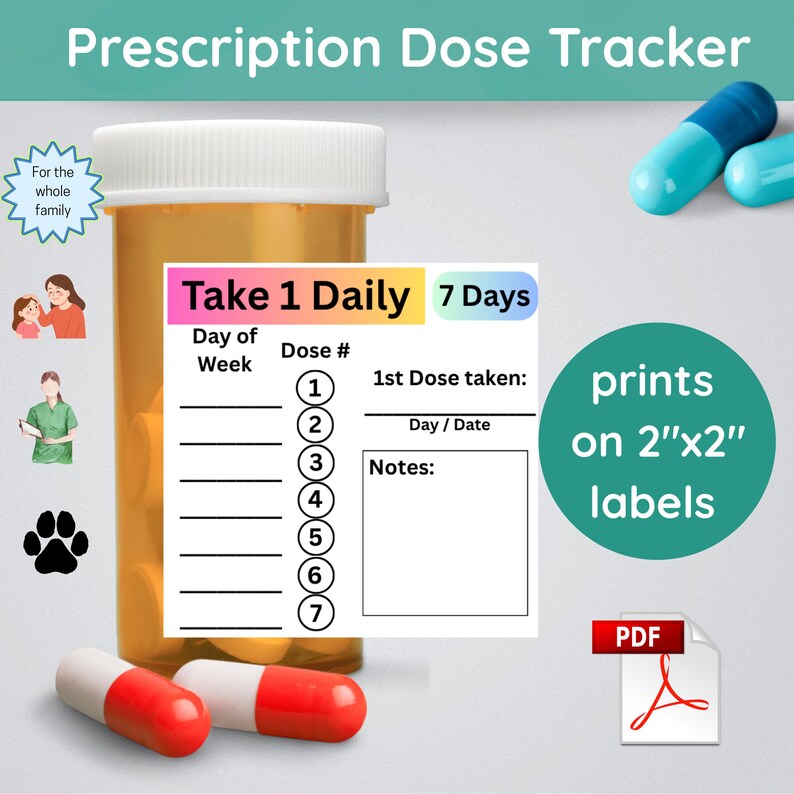 Printable Medication Dose Tracker Labels | Avery Template (PDF Digital ...