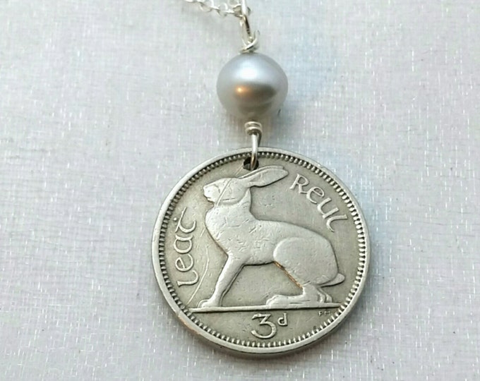 RABBIT Necklace Ireland Jewelry Celtic Necklace Vintage Irish Coin Coin ...