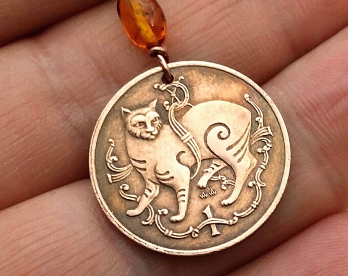 Cat Necklace. Manx Cat Coin Pendant. Celtic Cat Necklace. Isle of Man ...