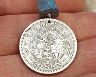 Japan necklace. Antique Japanese silver coin necklace. Meiji | Etsy