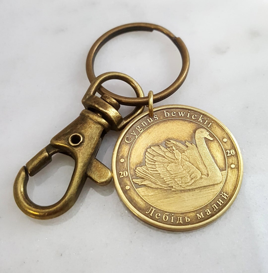 Swan Necklace. Swan Keychain. Ukraine Commemorative Coin. Swan Jewelry ...