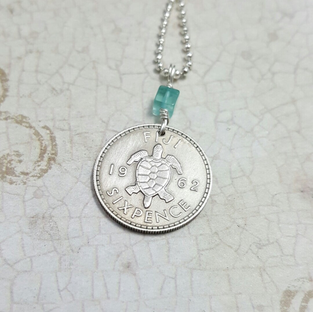Coin Jewelry Vintage Sea TURTLE COIN NECKLACE From Fiji Sea Turtle ...