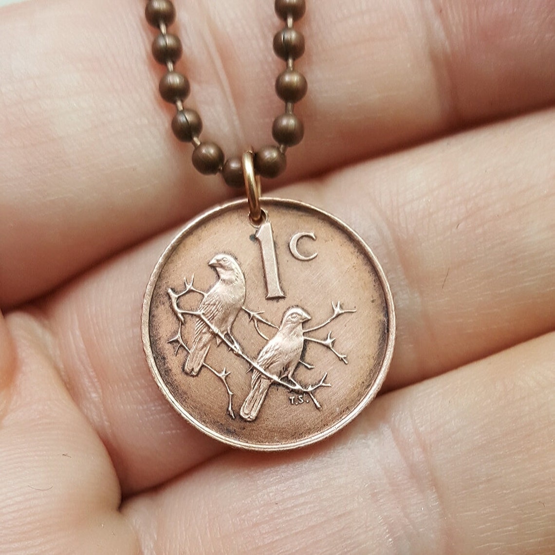 Sparrow Necklace SPARROW Coin Pendant Two Birds on a - Etsy