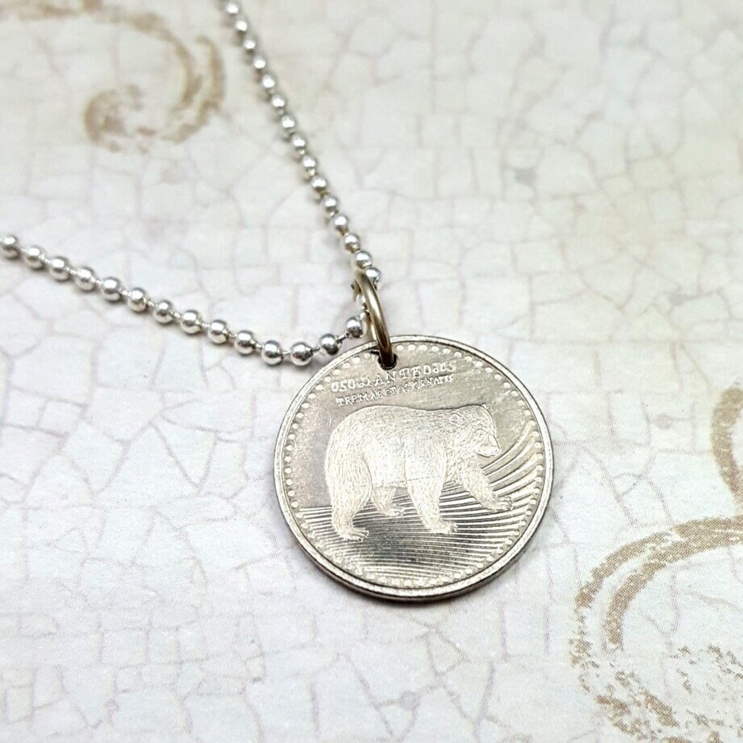 Spectacled Bear Coin Necklace: Colombia 50 Peso, WWF Vulnerable Species ...
