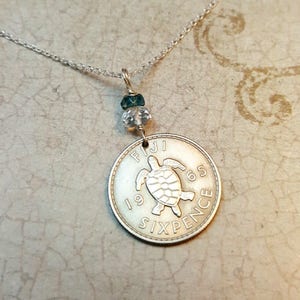 Coin Jewelry Vintage Sea TURTLE COIN NECKLACE From Fiji - Etsy