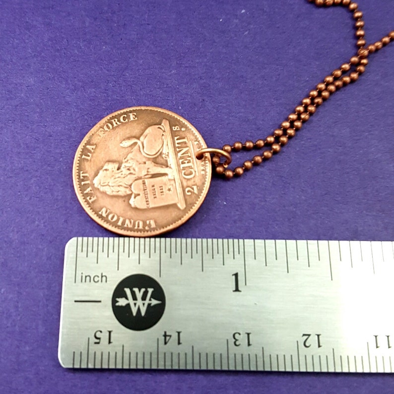 Coin Necklace. Antique Belgium Copper COIN Pendant. Crowned | Etsy