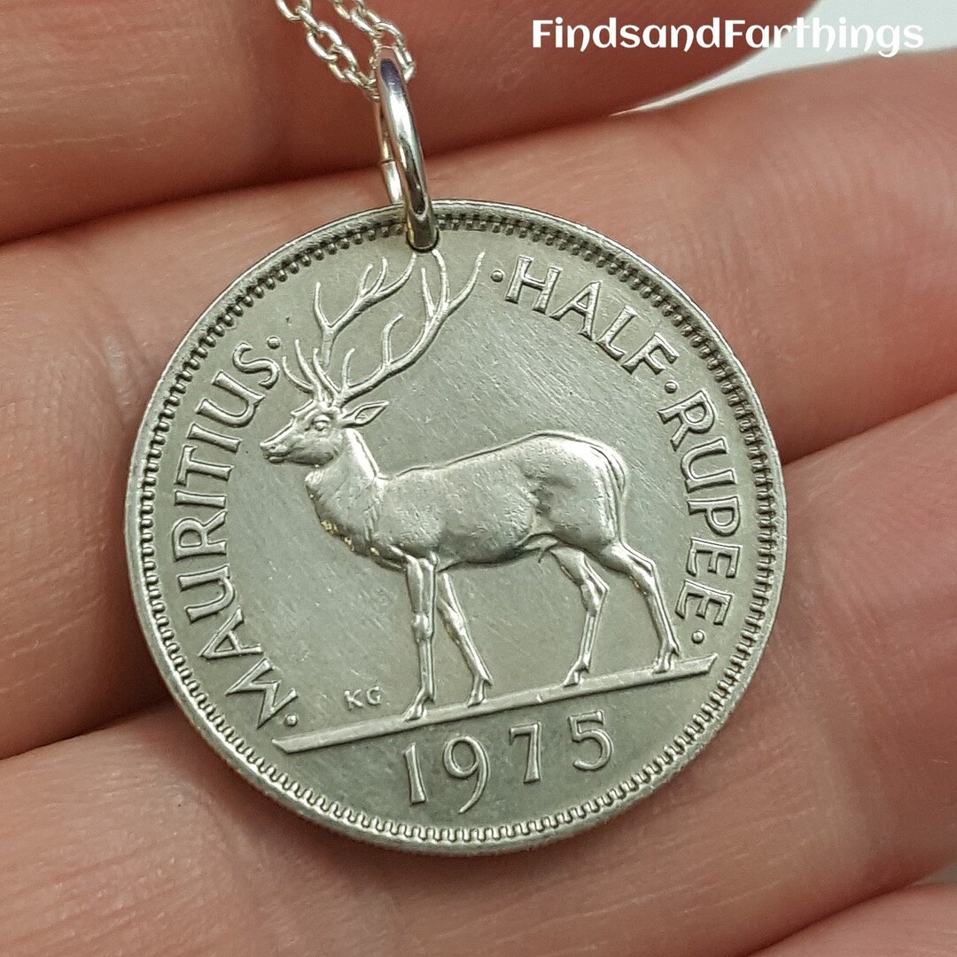 Coin Jewelry - STAG Coin Necklace. 1965 1978 Mauritius. Coin Keychain ...