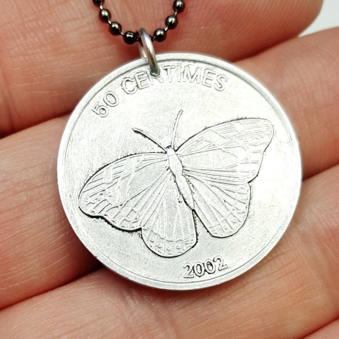 Butterfly Jewelry. Large BUTTERFLY Coin Necklace. Coin - Etsy