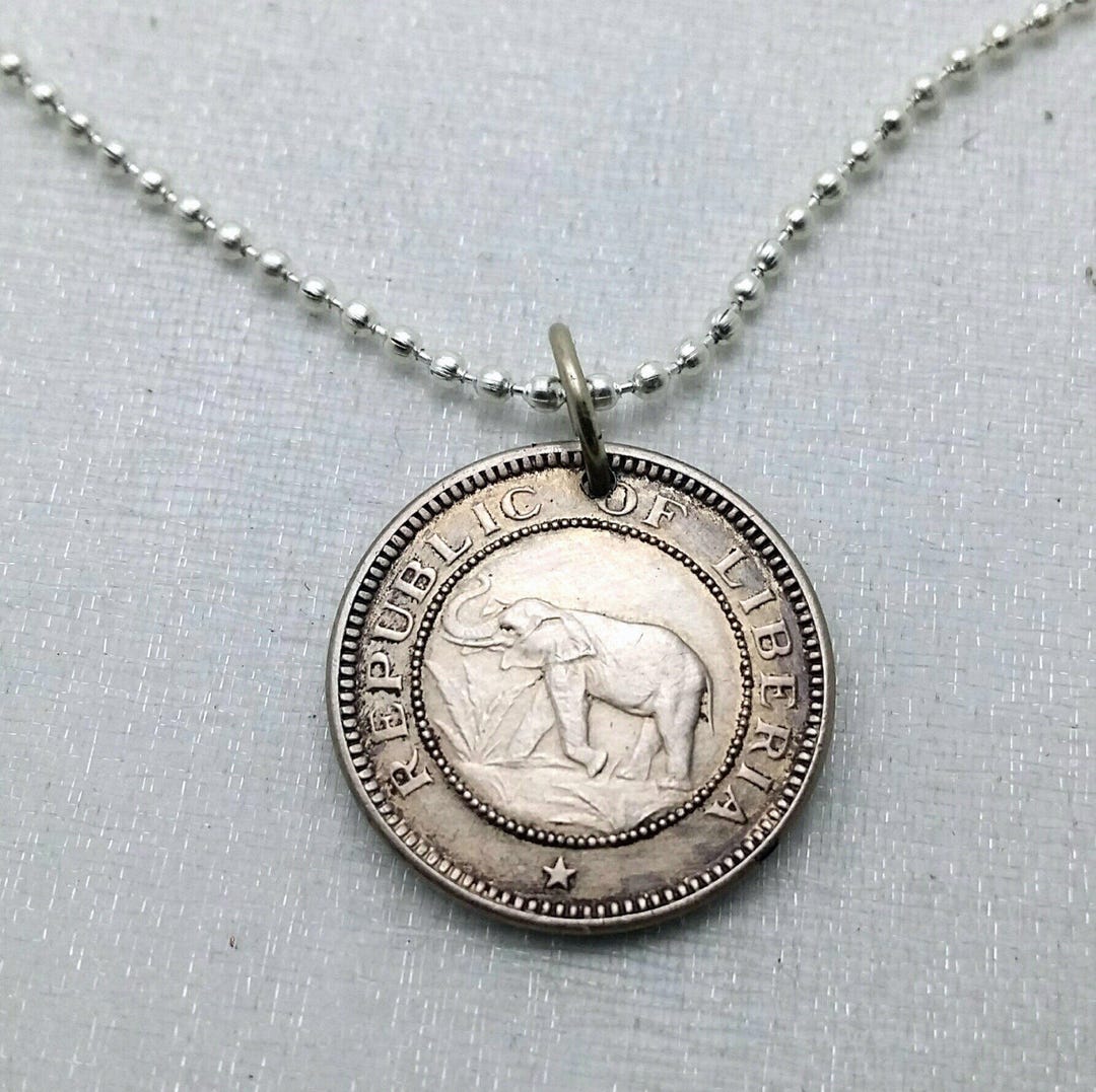 African Elephant Coin Necklace: Antique 1941 Good Luck Charm - Etsy