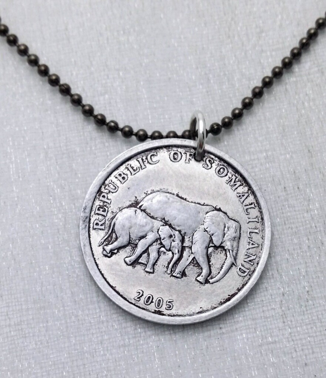 Elephant Pendant - ELEPHANT COIN Necklace. Mother and Baby Elephant ...
