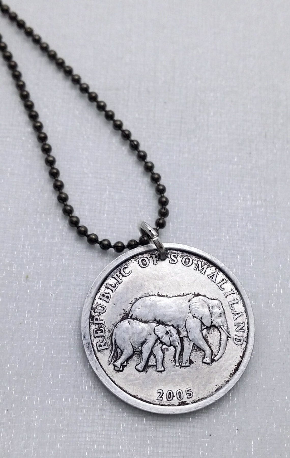 Elephant Pendant ELEPHANT COIN Necklace. Mother and Baby - Etsy