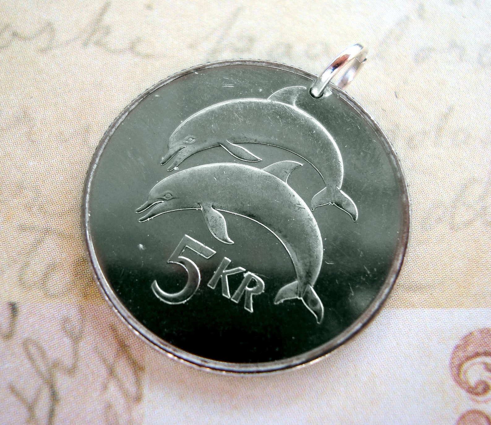 Icelandic Dolphin Coin Necklace – 5 Kronur Viking Jewelry - Etsy