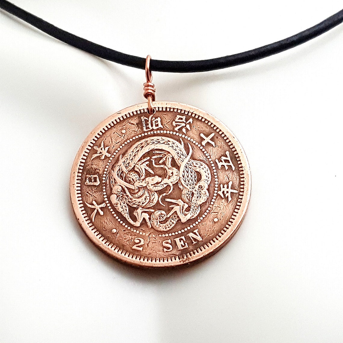 Antique Copper Japanese DRAGON COIN Necklace - Over 100 Years Old ...