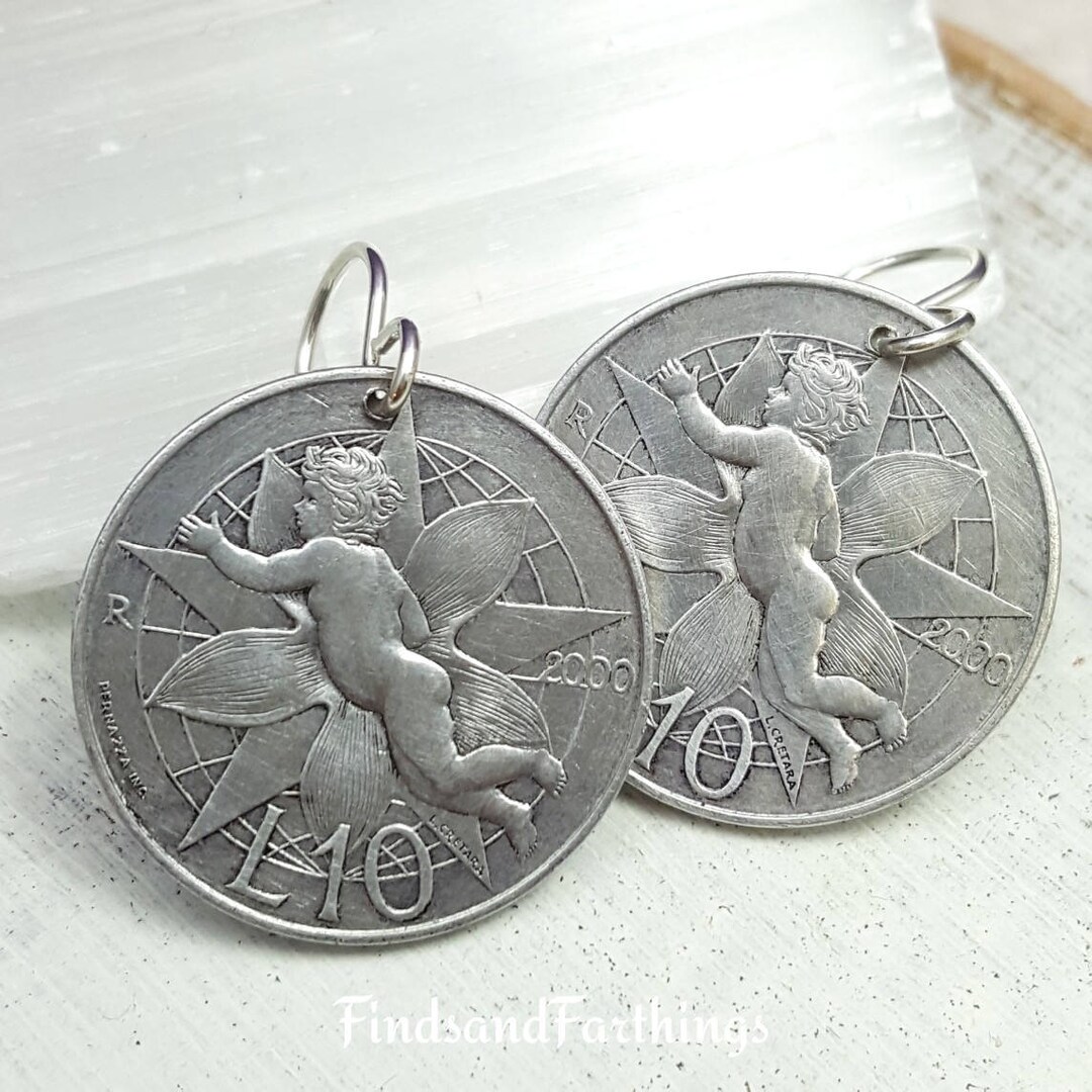 Cherub Earrings. Coin Earrings. Cherub on Poinsettia Earrings. 2000 San ...
