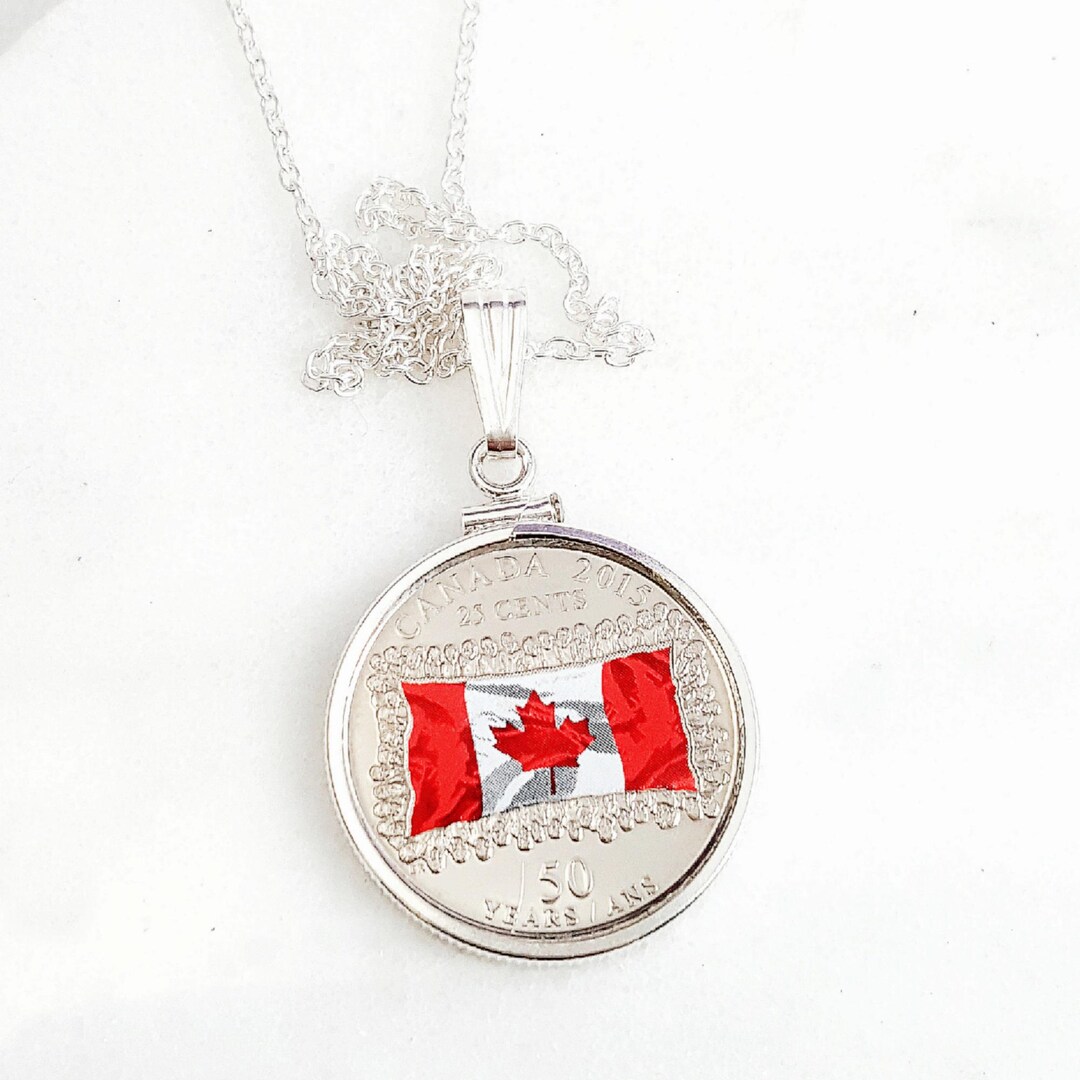 Canadian Flag Coin Necklace: Sterling Silver 50th Anniversary - Etsy