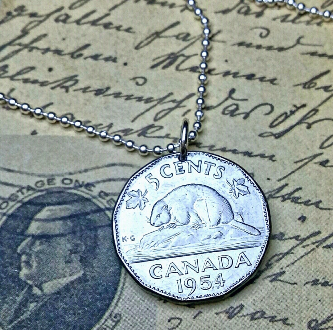 Vintage Canadian Beaver Coin Necklace - Stainless Steel Chain - Etsy