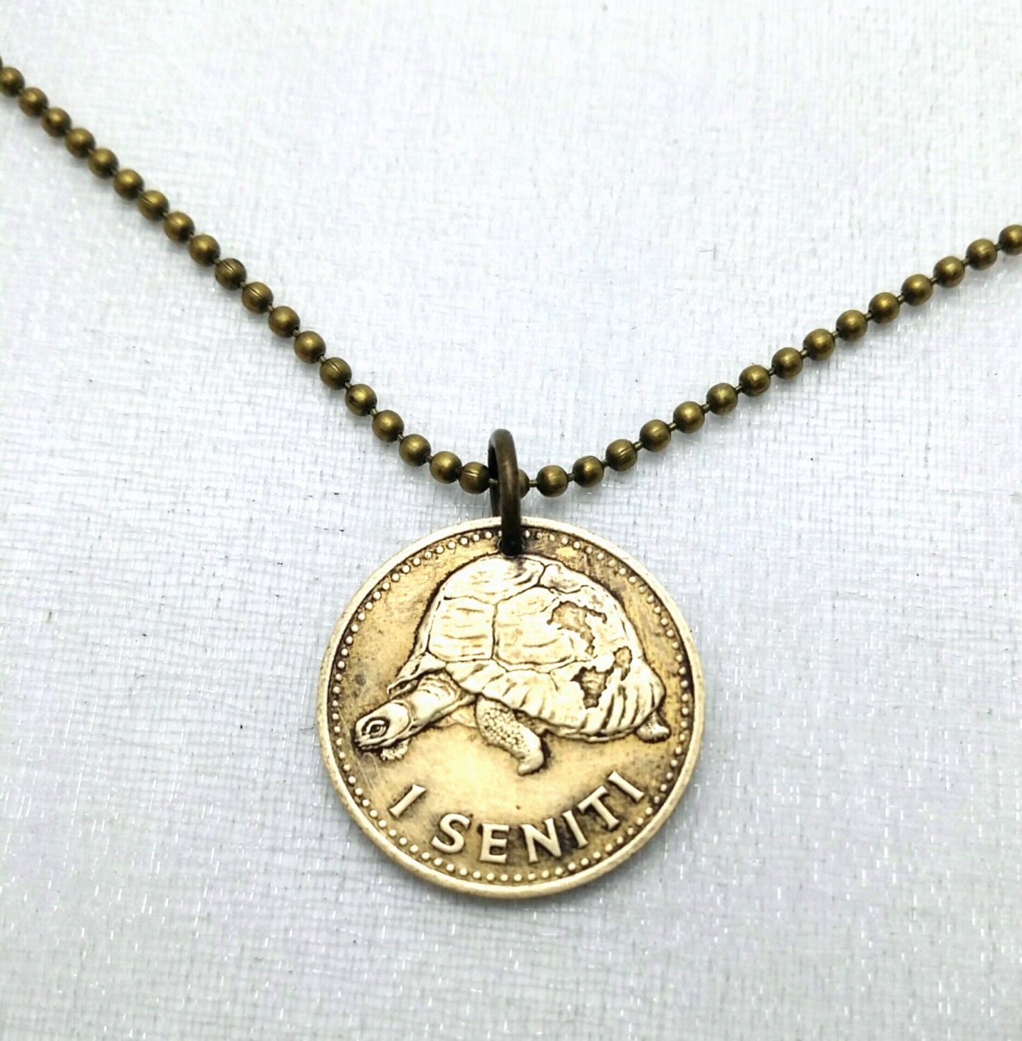Turtle Jewelry Vintage Tortoise COIN NECKLACE Turtle - Etsy