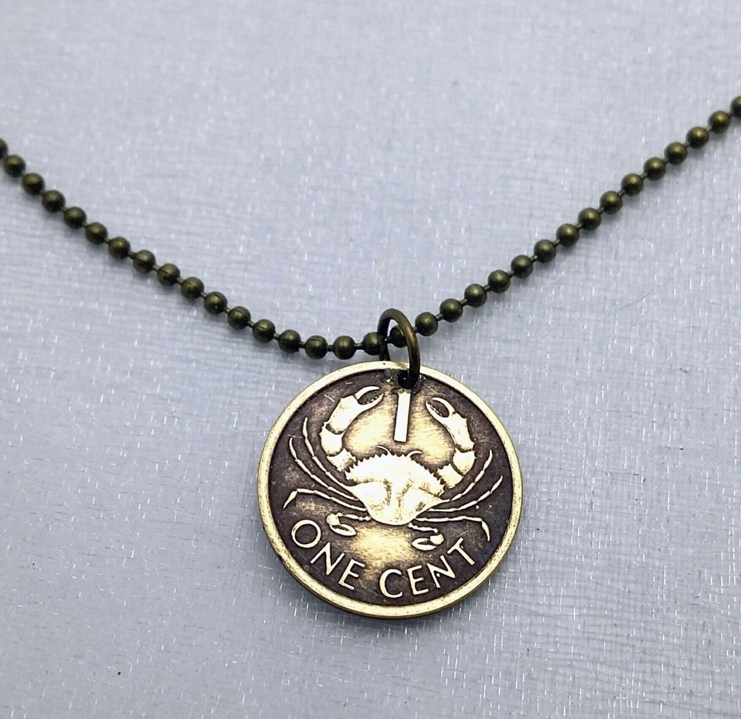 Cancer Necklace - Crab Necklace - Coin Necklace - Crab Jewelry - Crab ...