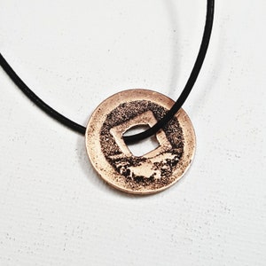 Antique Japanese 1 Mon Coin Necklace - Ancient Bronze Coin - Kanji ...