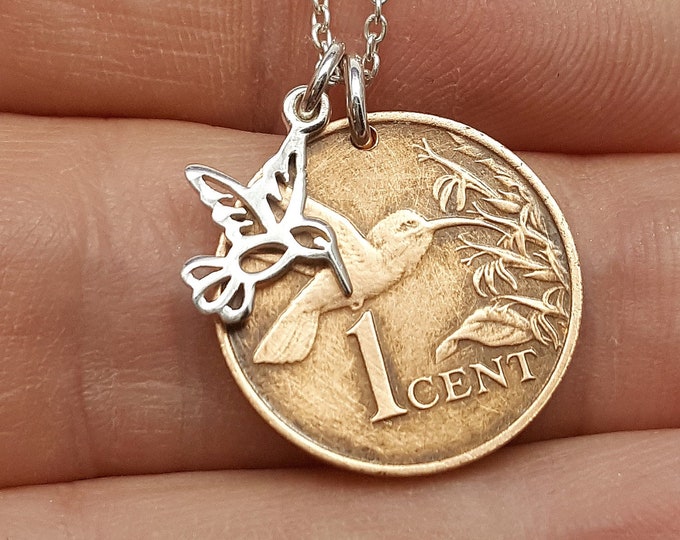 HUMMINGBIRD COIN Necklace. Bird Necklace. Trinidad Copper Coin. Coin ...