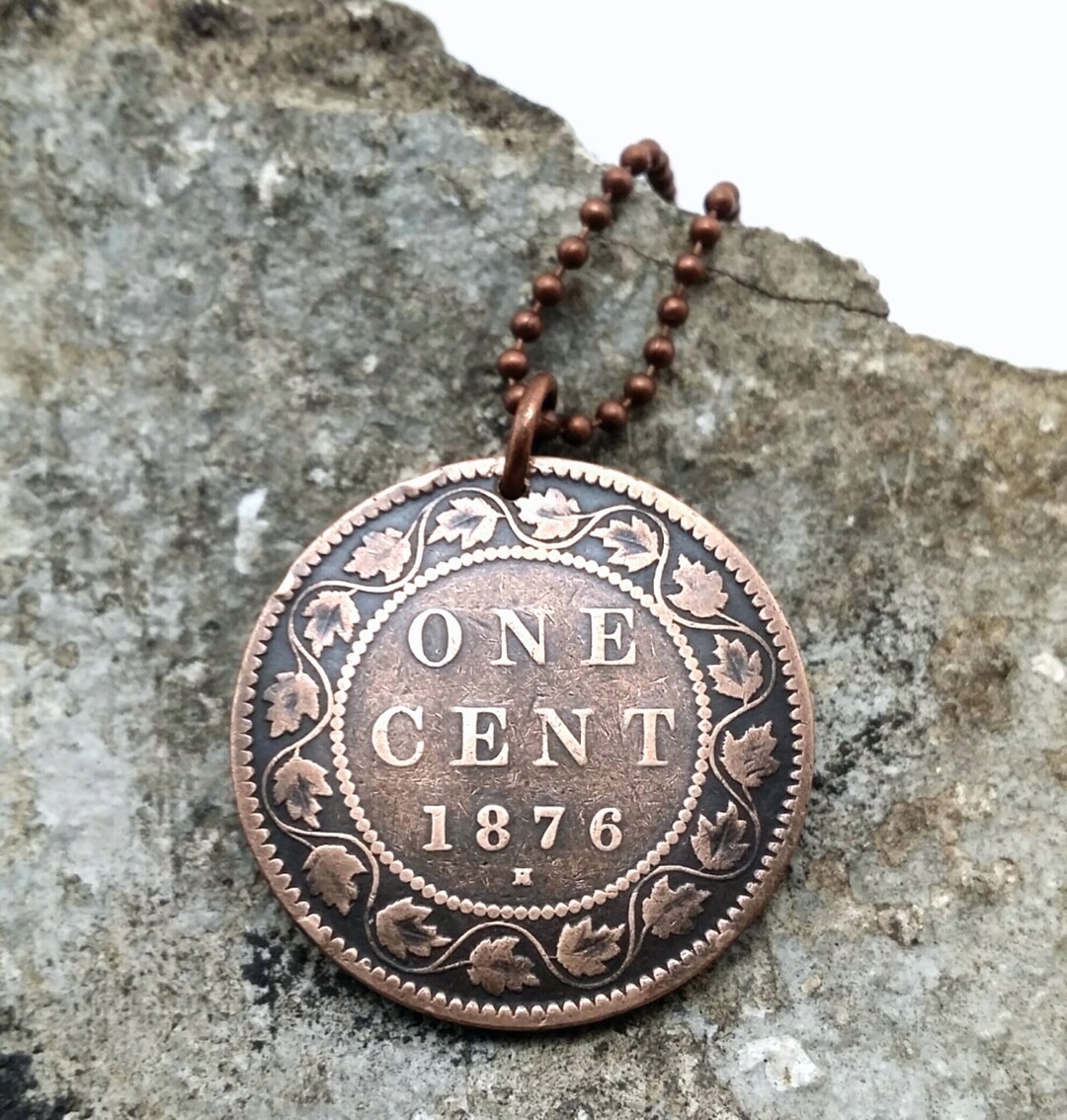 Antique Canadian Copper Penny Necklace - Maple Leaf Coin Medallion - Etsy