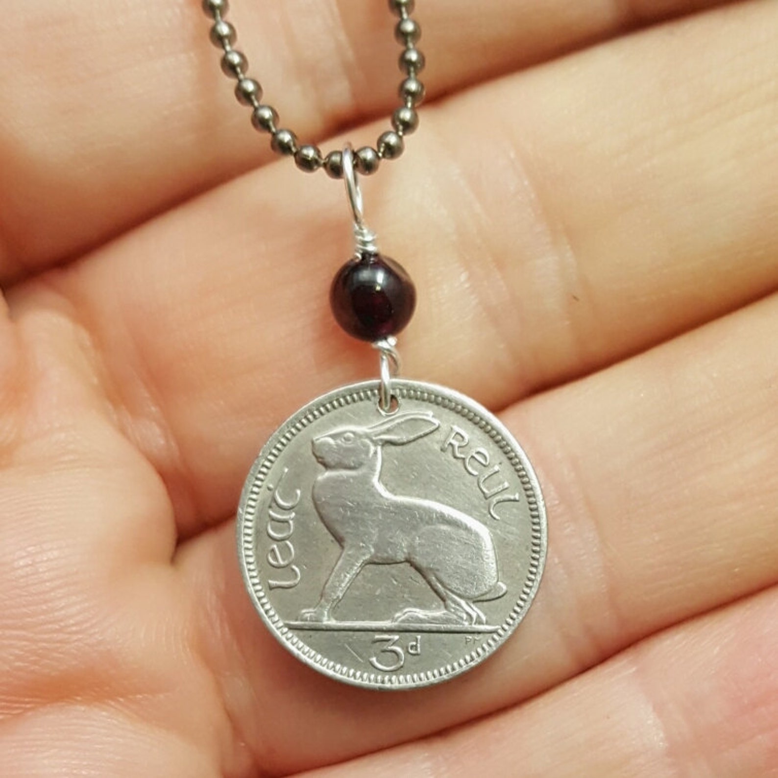 Rabbit Necklace. Coin Jewelry. Vintage IRELAND RABBIT Coin - Etsy
