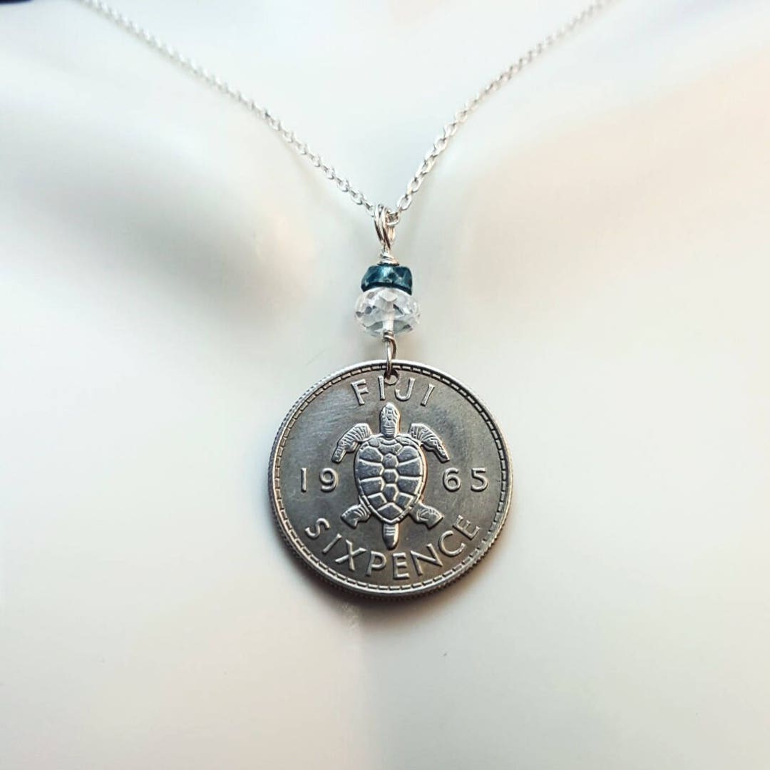 Coin Jewelry Vintage Sea TURTLE COIN NECKLACE From Fiji - Etsy
