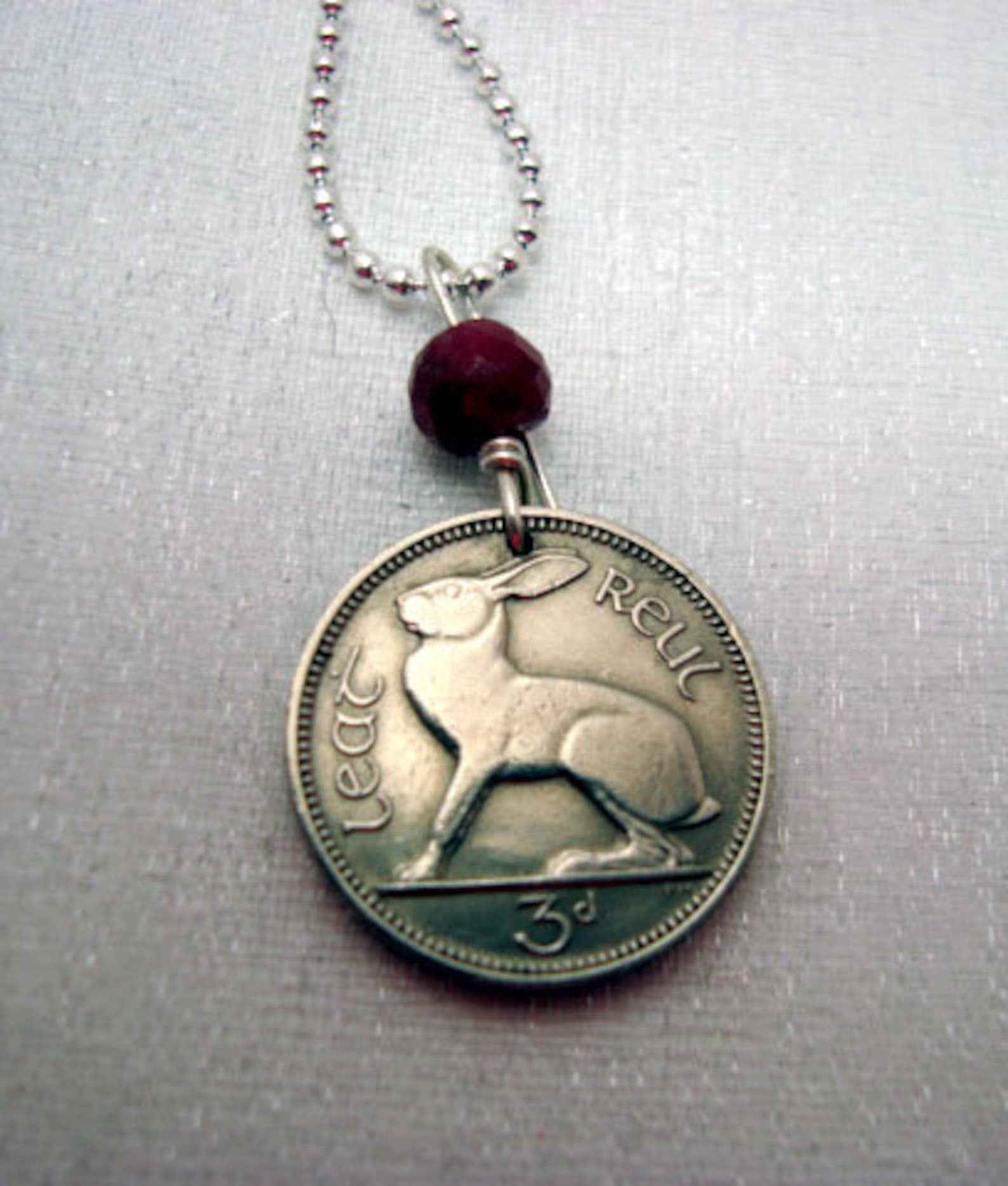Rabbit Necklace. Coin Jewelry. Vintage IRELAND RABBIT Coin - Etsy