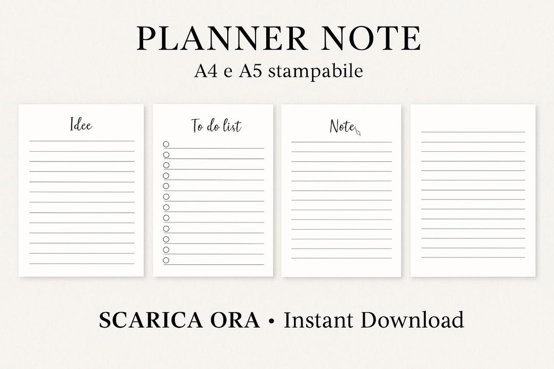 Printable A4 and A5 Planner Notes | Lined Pages for Notes, Ideas, and ...