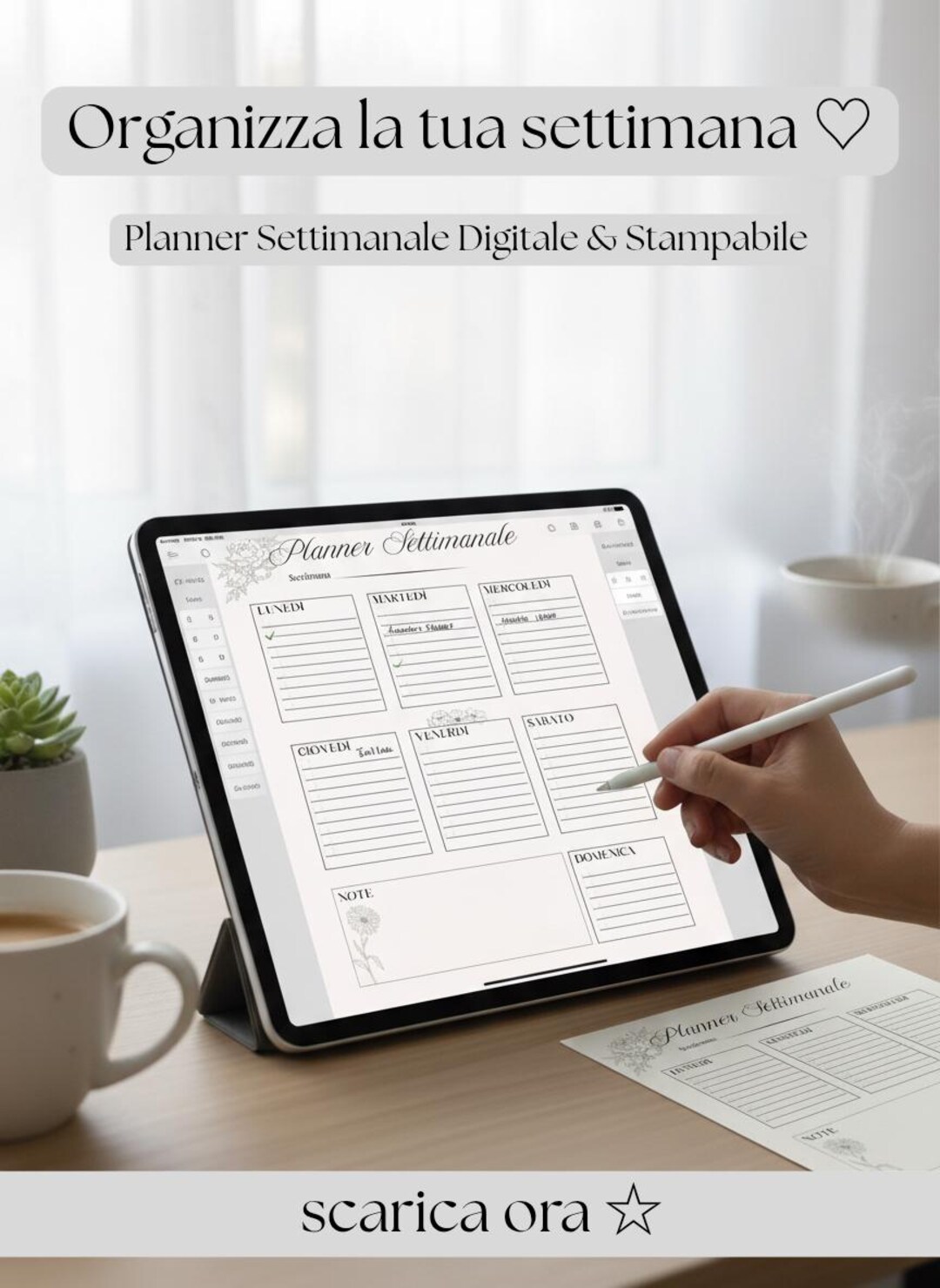 Elegant Weekly Planner in Italian – Printable Planner | Weekly Planner ...