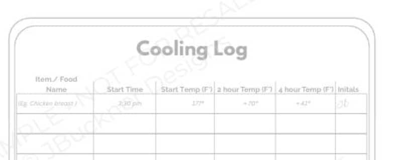 Food Truck Cooling Log | Food Safety HACCP Form (PDF + PNG) - Etsy