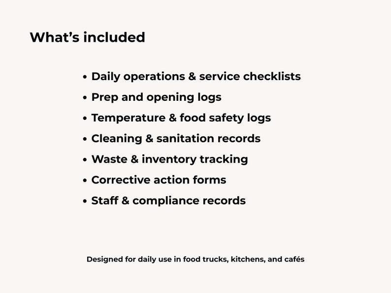 Printable Food Safety, Opening & Closing Checklists, Temperature Logs ...