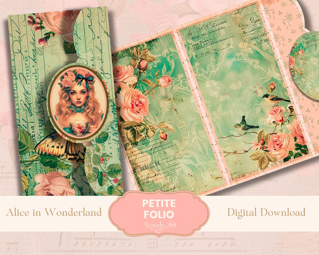 Printable Alice in Wonderland Junk Journal Folio | Loaded, Ephemera ...