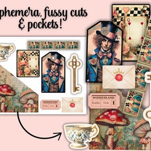 Alice in Wonderland Junk Journal Kit | Alice in Wonderland Ephemera ...