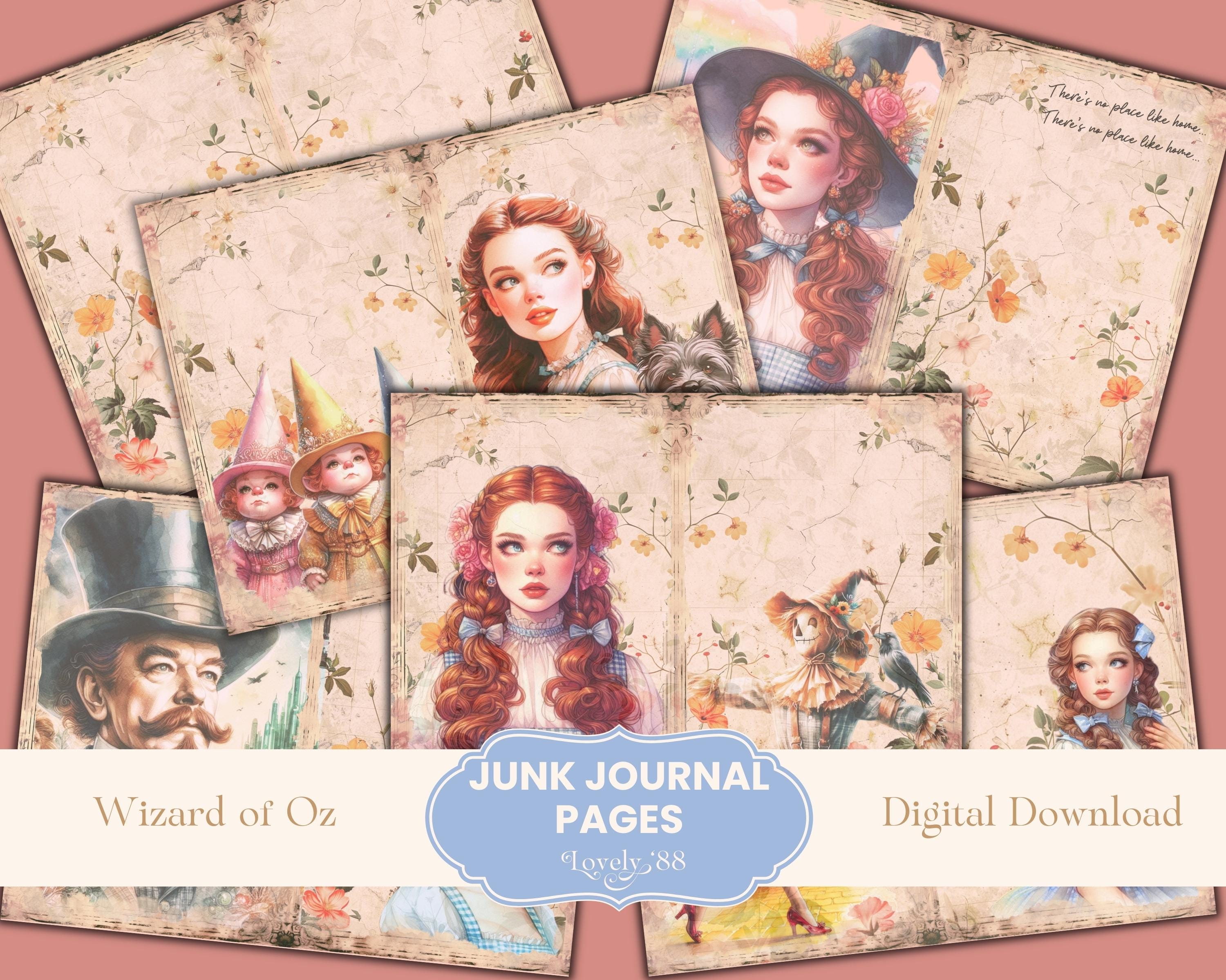 24 Printable Wizard of Oz Junk Journal Pages | Dorothy, Wicked Witch ...