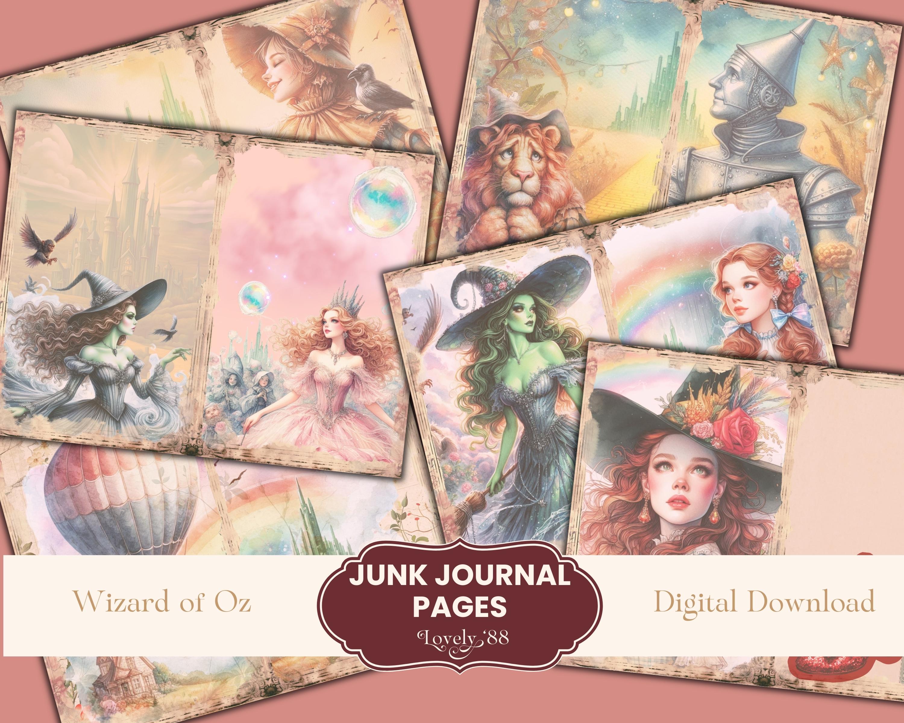 24 Printable Wizard of Oz Junk Journal Pages | Dorothy, Wicked Witch ...