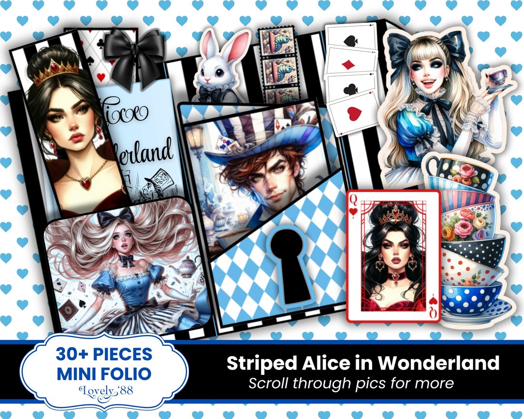 Alice in Wonderland Folio | Alice in Wonderland Junk Journal Ephemera ...