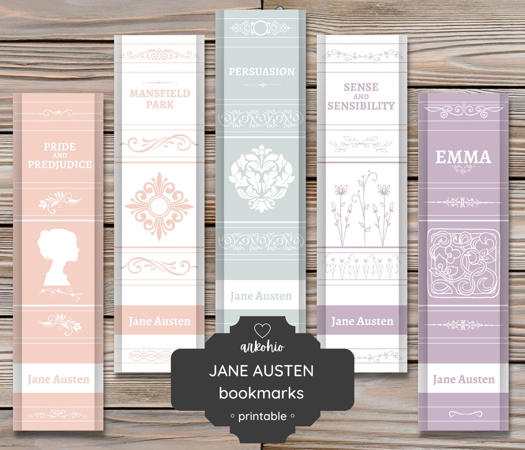 Printable Jane Austen Bookmark, Craft Project, Embellishment | Instant ...
