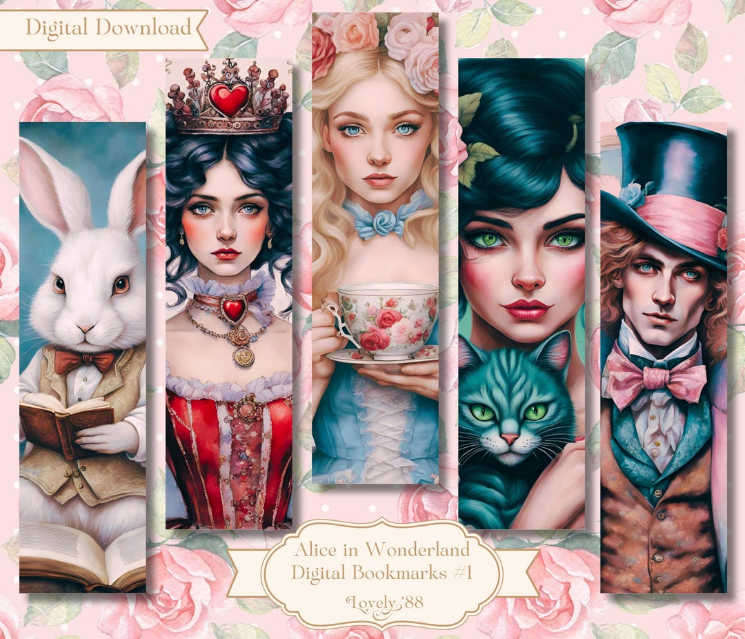 Printable Alice in Wonderland Bookmark Bundle | Queen of Hearts, the ...
