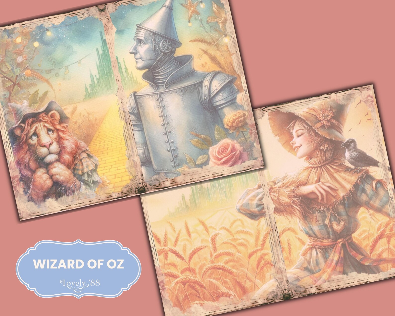 24 Printable Wizard of Oz Junk Journal Pages | Dorothy, Wicked Witch ...