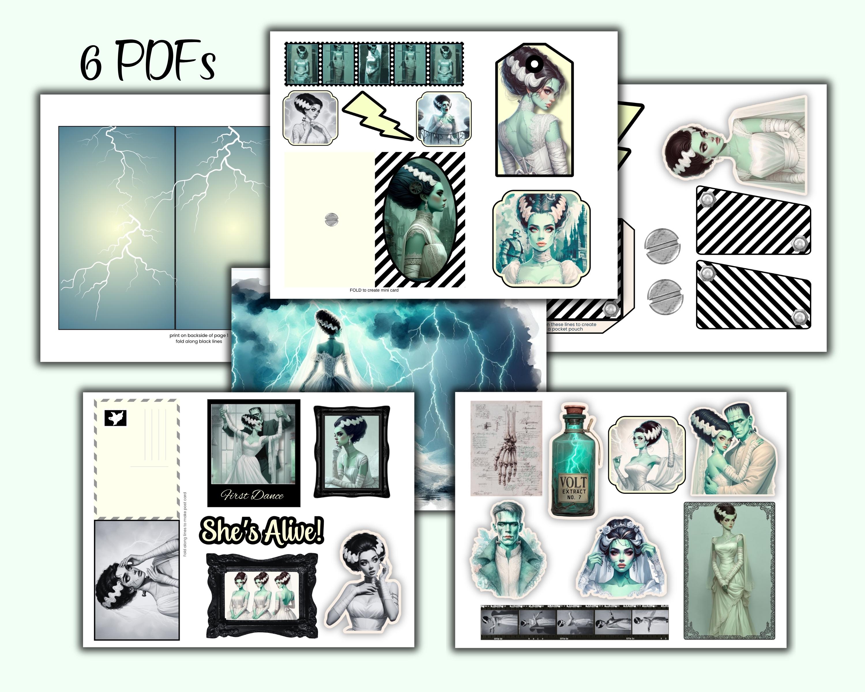 Retro Halloween Junk Journal Kit: Bride of Frankenstein Junk Journal ...