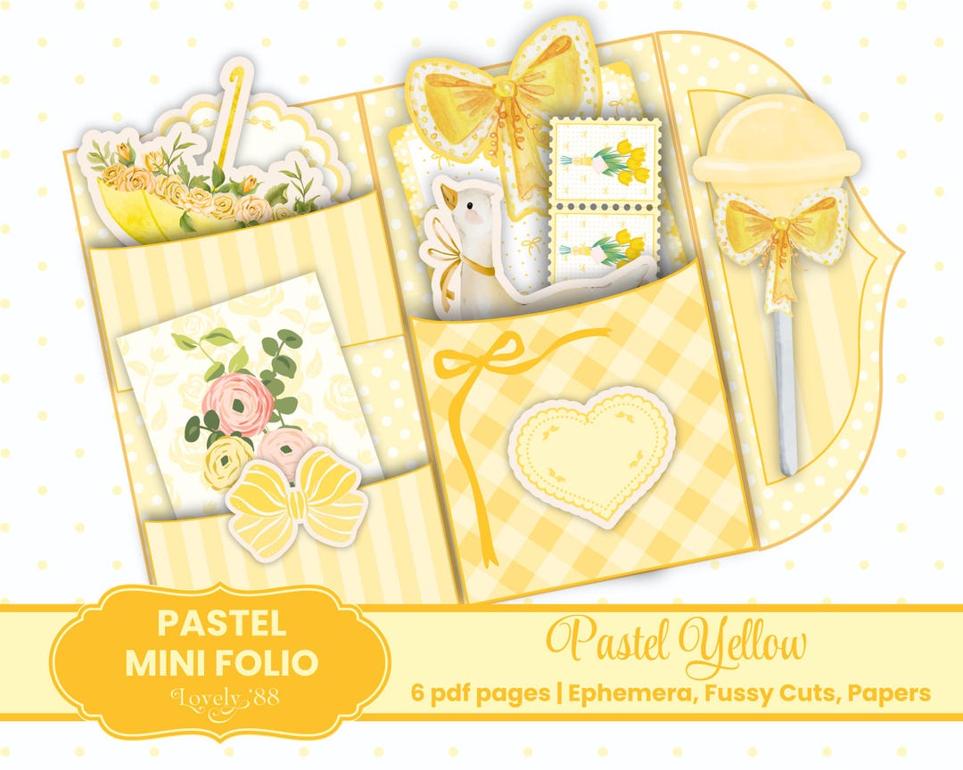Pastel Yellow Folio | Spring Junk Journal Kit | Spring Folio | Yellow ...