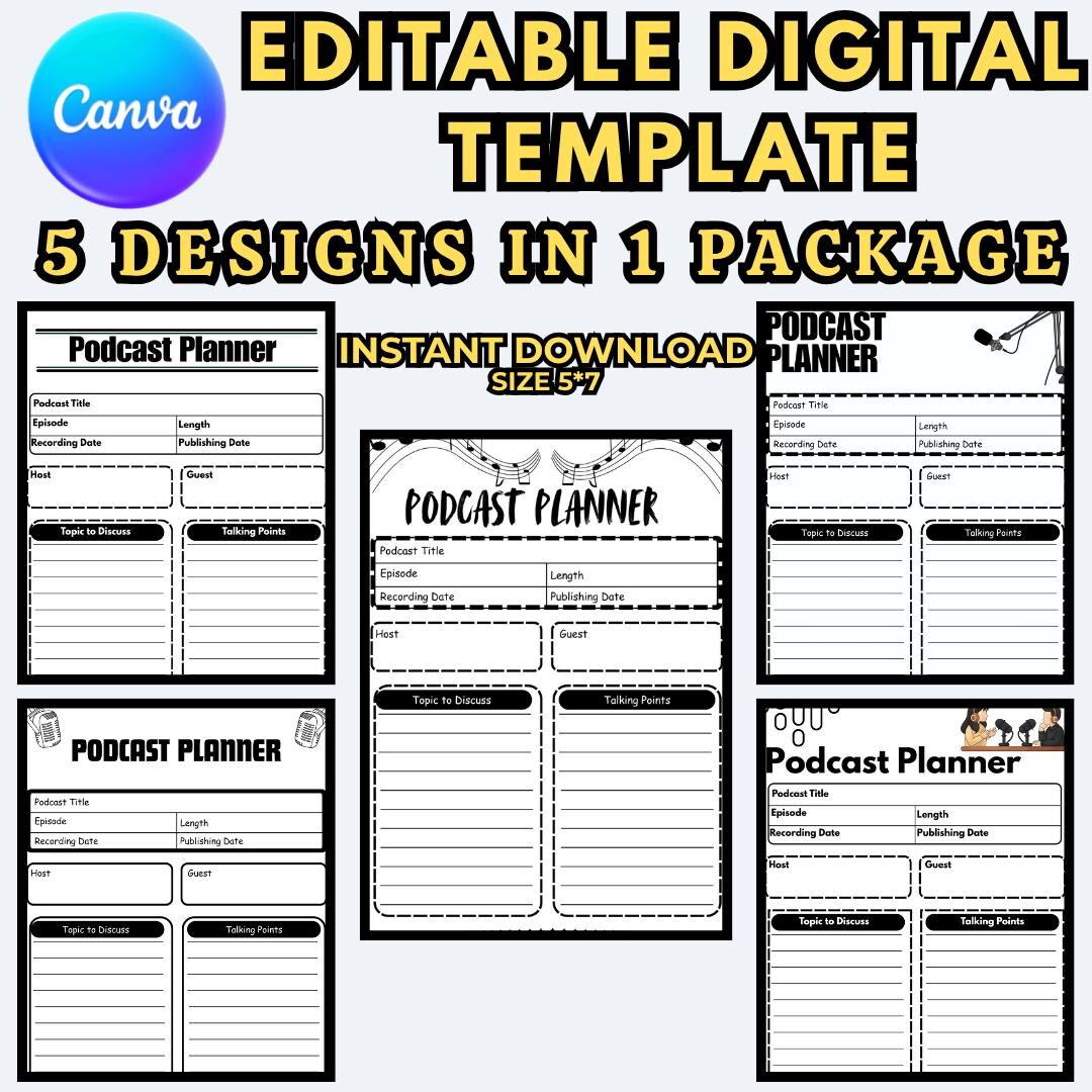 Editable Printable Podcast Planner - Content & Interview Tracker ...