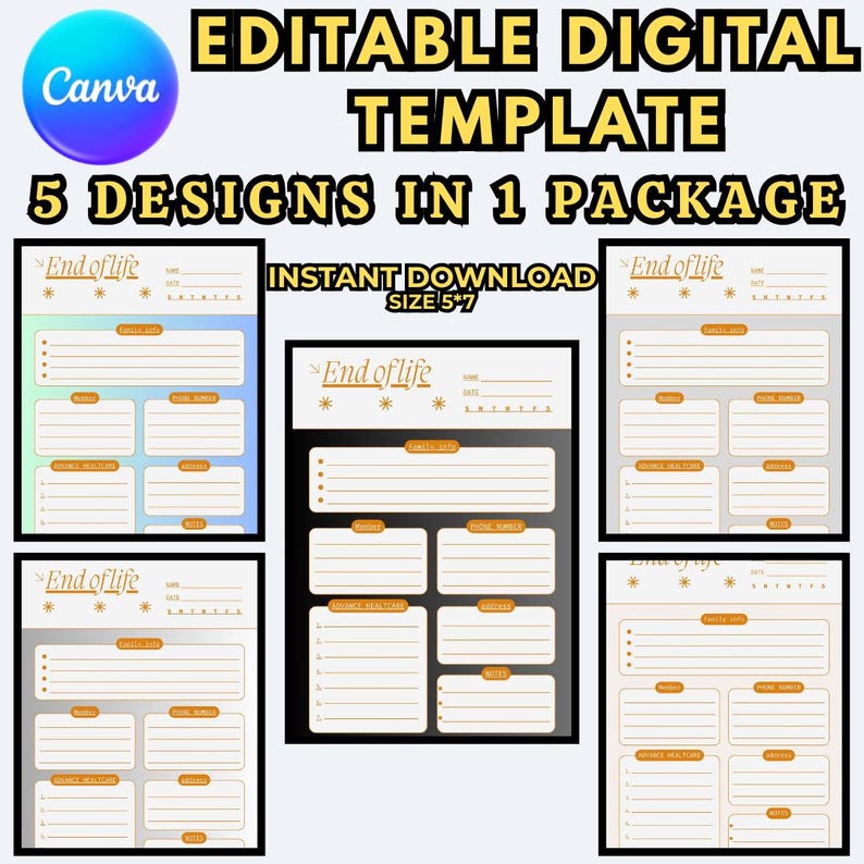 Editable End of Life Planner Printable – Legacy Binder, Emergency ...