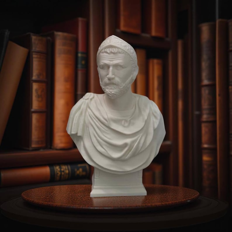 Hannibal Barca Bust Ancient General Sculpture, White 3D Printed Statue ...
