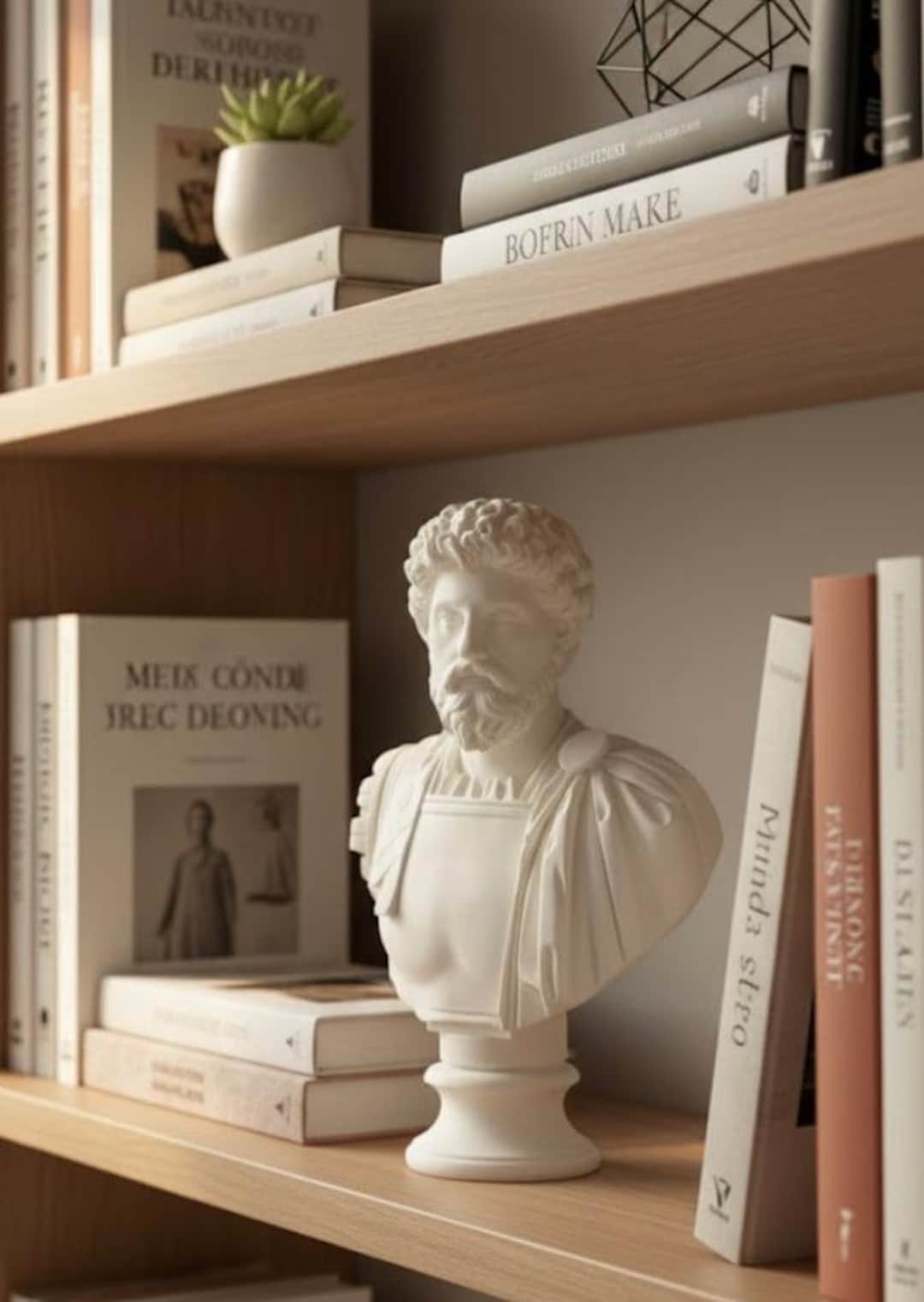Marcus Aurelius Bust – Stoic Roman Emperor Statue, 3D Printed White ...