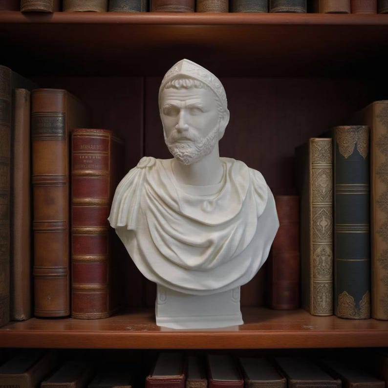 Hannibal Barca Bust Ancient General Sculpture, White 3D Printed Statue ...