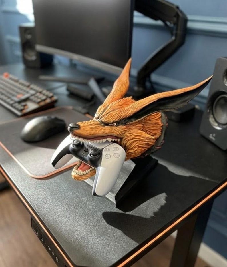 Kurama Nine Tails Fox PS5 Controller Stand, Hand Painted Anime Gamepad ...